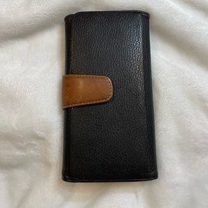 Fossil | Bags | Vintage Fossil Wallet Trifold Checkbook Black Pebbled ...
